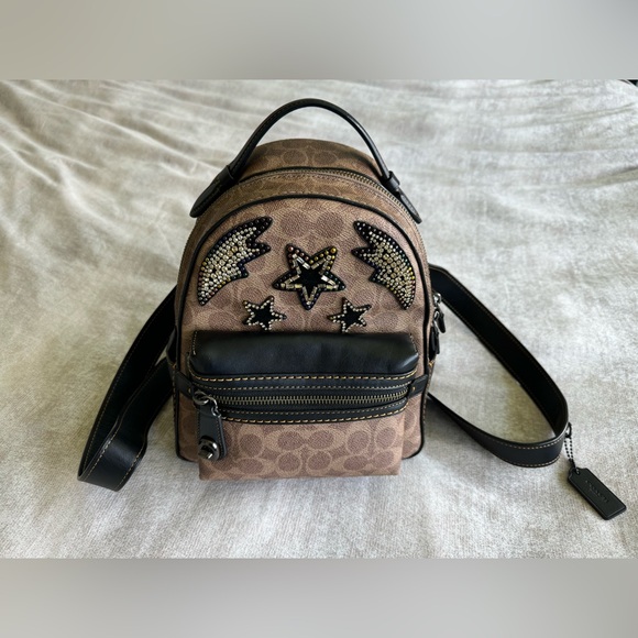 Coach | Bags | Coach Campus Backpack 23 Signature Canvas With Crystal ...